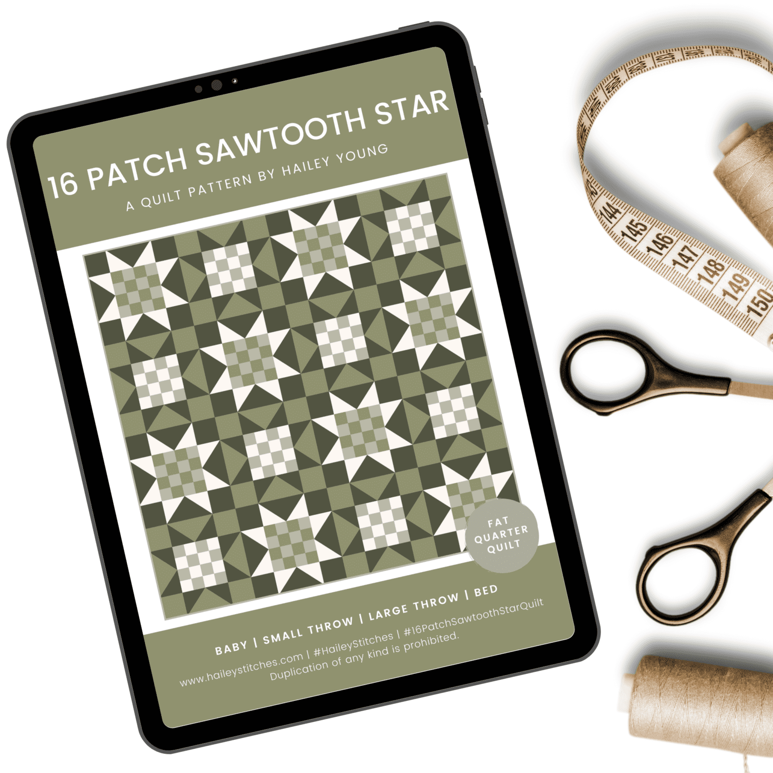 16 Patch Sawtooth Star Quilt Pattern (PDF Download) - Hailey Stitches